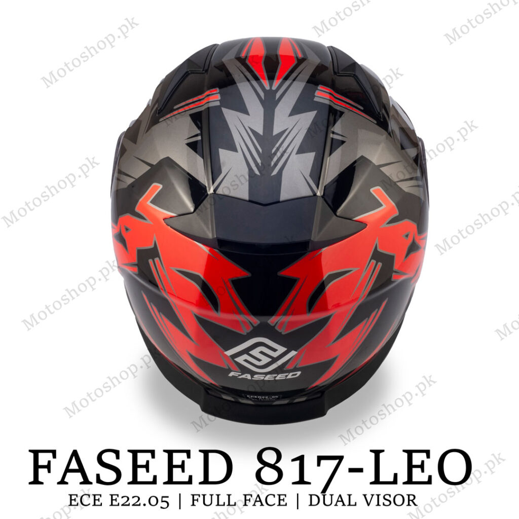 FASEED 817 LEO RED Full Face Dual Visor Helmet Touring ECE Certified ...